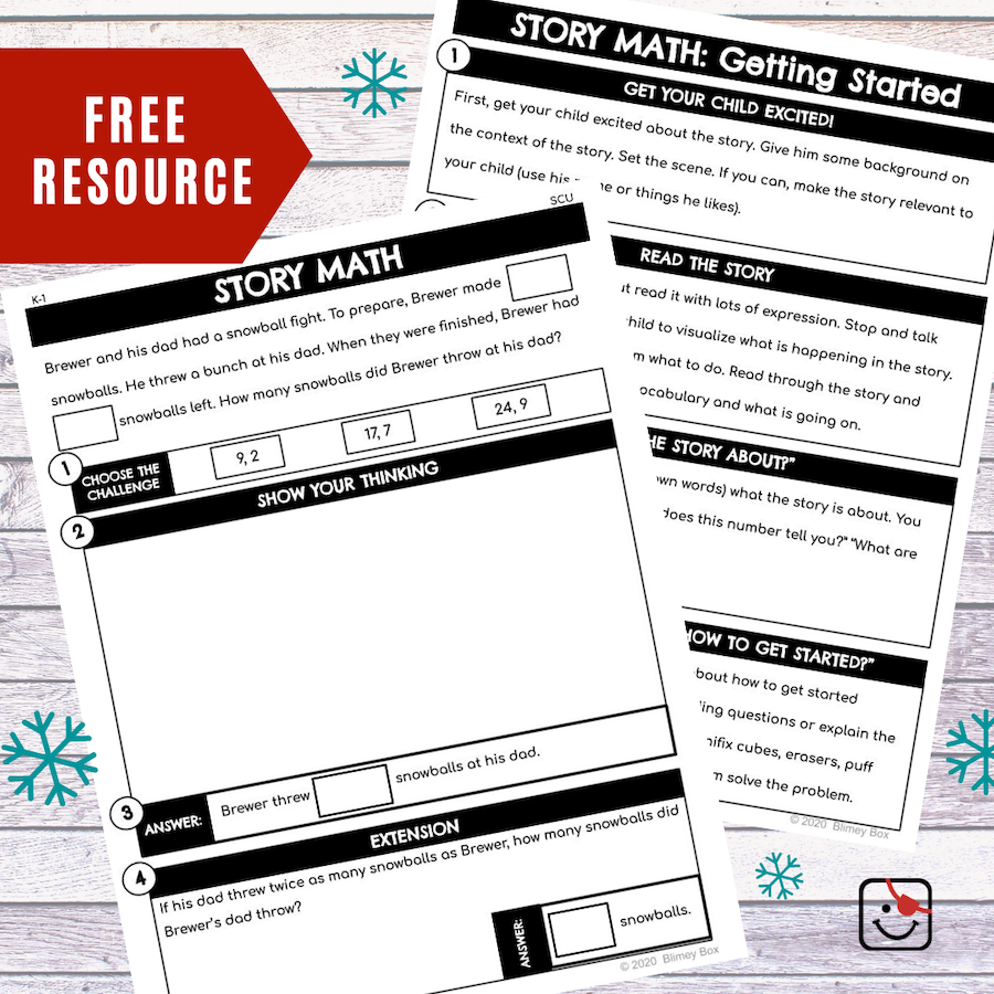 Snowball Story Math Free Resource (CGI: Subtraction) – Blimey Box